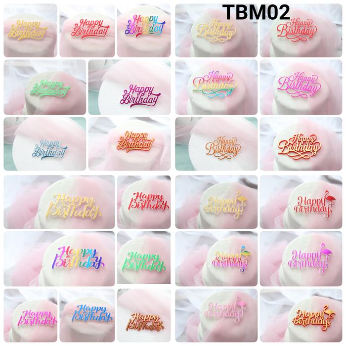 Jual TBM02 Cake topper tempel hiasan kue tulisan happy birthday ultah ...