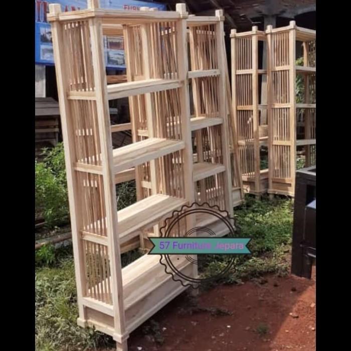Rak lemari buku tempat boneka & hiasan rumah jati mentahan - Shop ...
