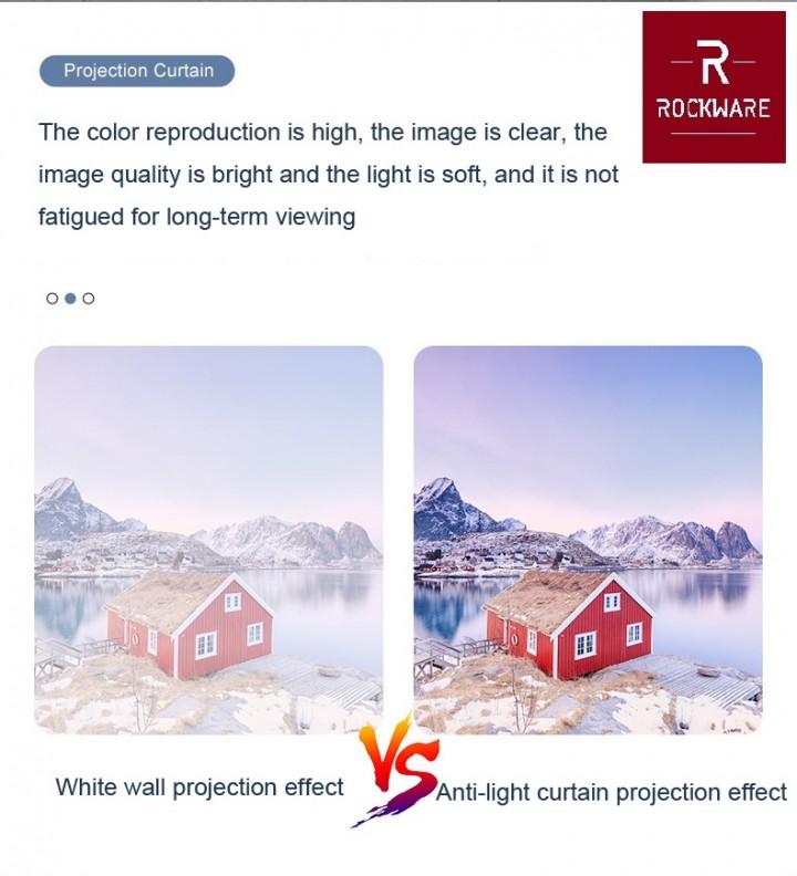 ROCKWARE 80-inch Anti-Light Reflective Projector Screen Portable - Shop | Tokopedia