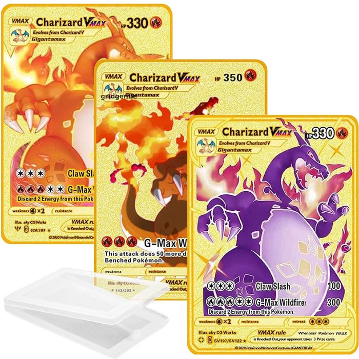 Jual gridgentle Charizard Vmax Metal Gold Plated Card, Charizard Vmax ...