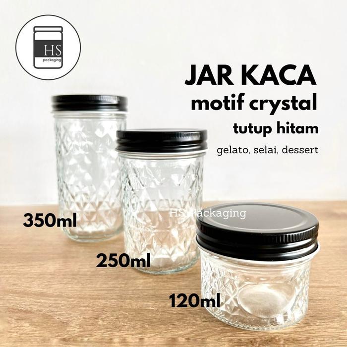 Jual TUTUP HITAM JAR 120ml 250ml 350ml CRYSTAL - H 120ml - Jakarta ...