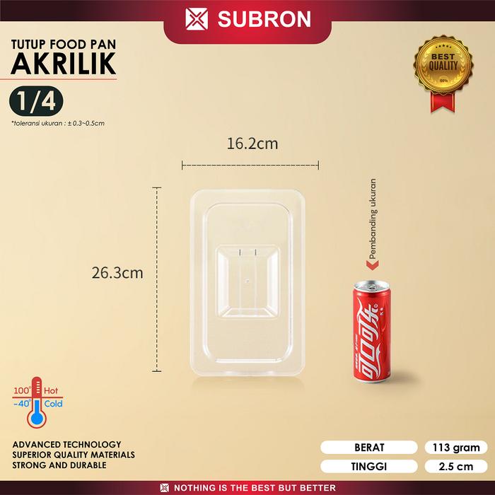 Promo SUBRON Tutup Gastronom Food Pan Akrilik 1/4 Wadah Penyimpanan ...