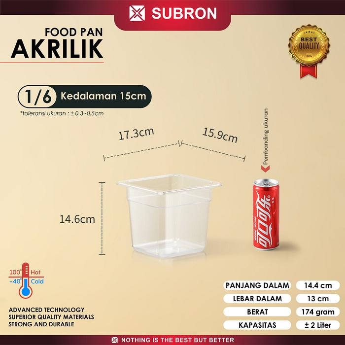 Promo SUBRON Gastronom Food Pan Akrilik 1/6/15 Kedalaman 15cm Wadah ...