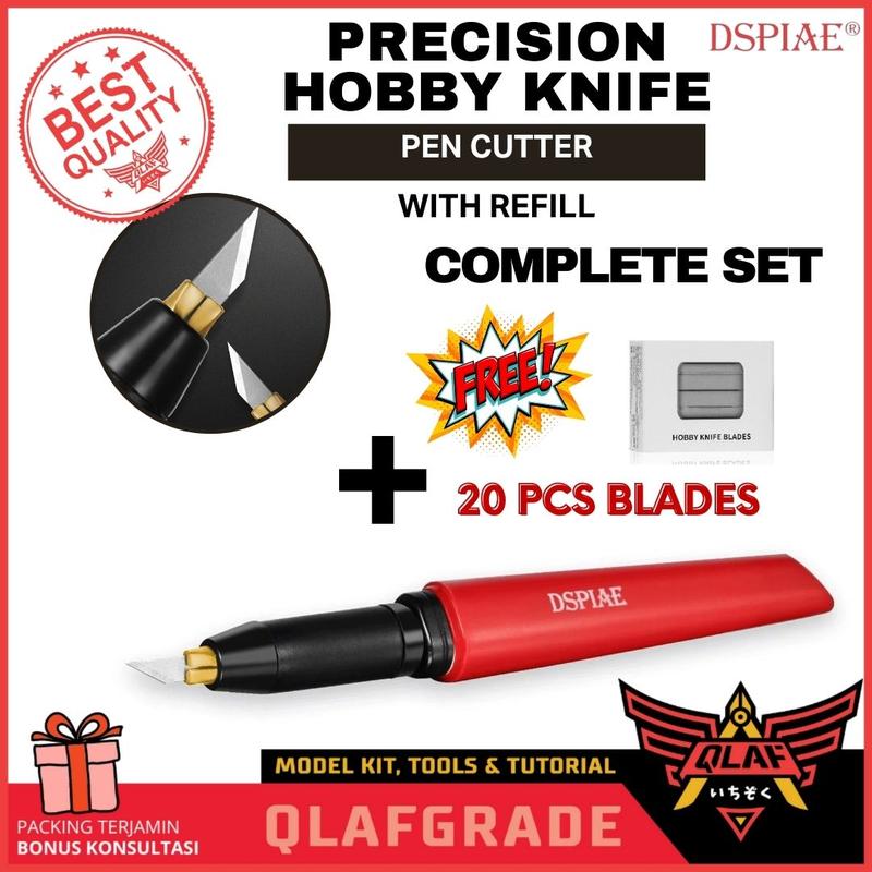 Precision Hobby Knife with 20 refill pen cutter potong PT-DK dspiae ...