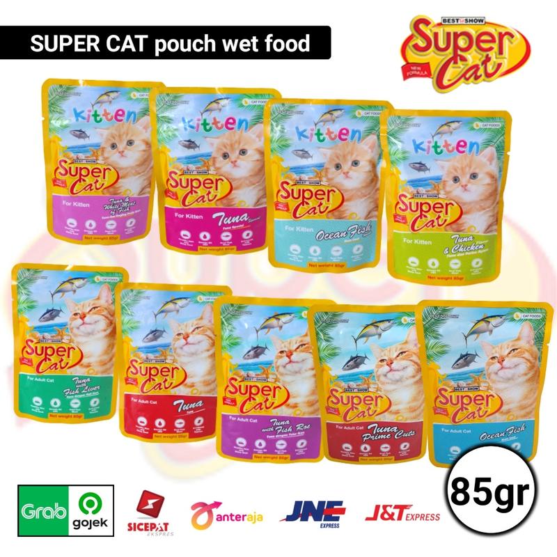 SuperCat Pouch 85gr Adult & Kitten ALL VARIANT wet food super cat ...