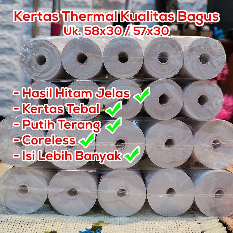 PACK] Kertas Thermal 58mm 58x30 57x30 Kualitas Bagus PACK - Shop ...