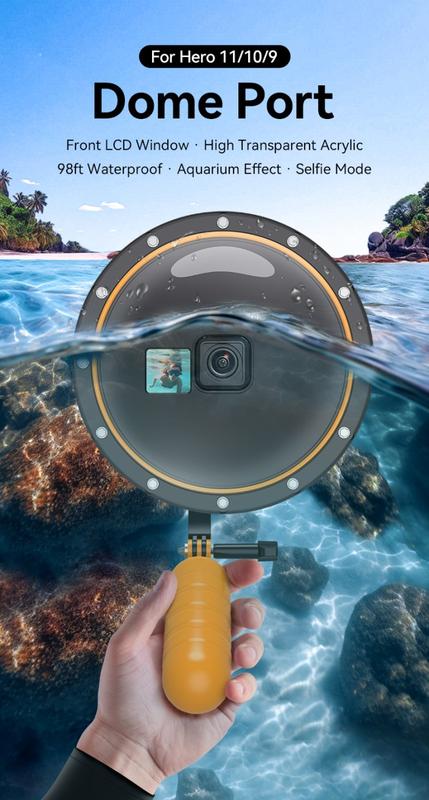 TELESIN Waterproof Dome Port Underwater GoPro Hero 11 10 9 Diving ...