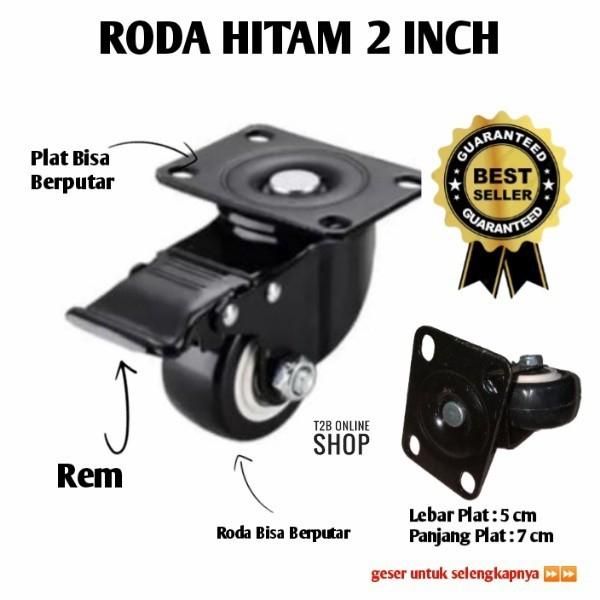Roda Caster 2 Inch , Roda Hitam Plat Rem - Shop | Tokopedia