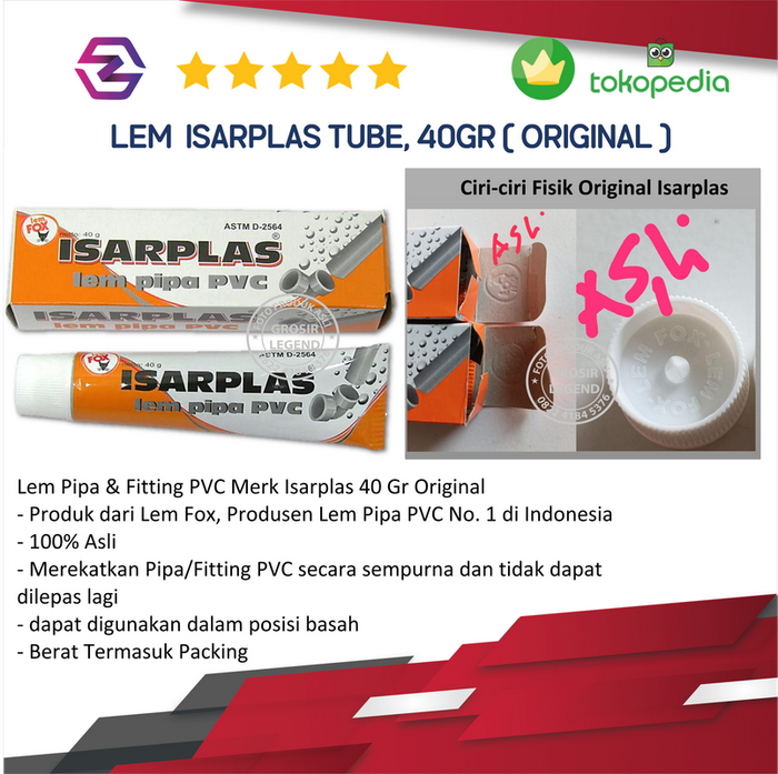 Jual Lem Pipa Paralon & Fitting PVC Merk Isarplas Kemasan 40 Gr ...