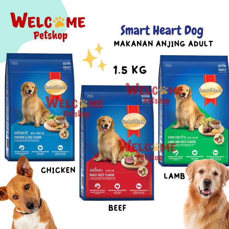 Smart Heart Dog Adult 1.5kg Makanan Anjing Dewasa Kibble Kering - Shop ...