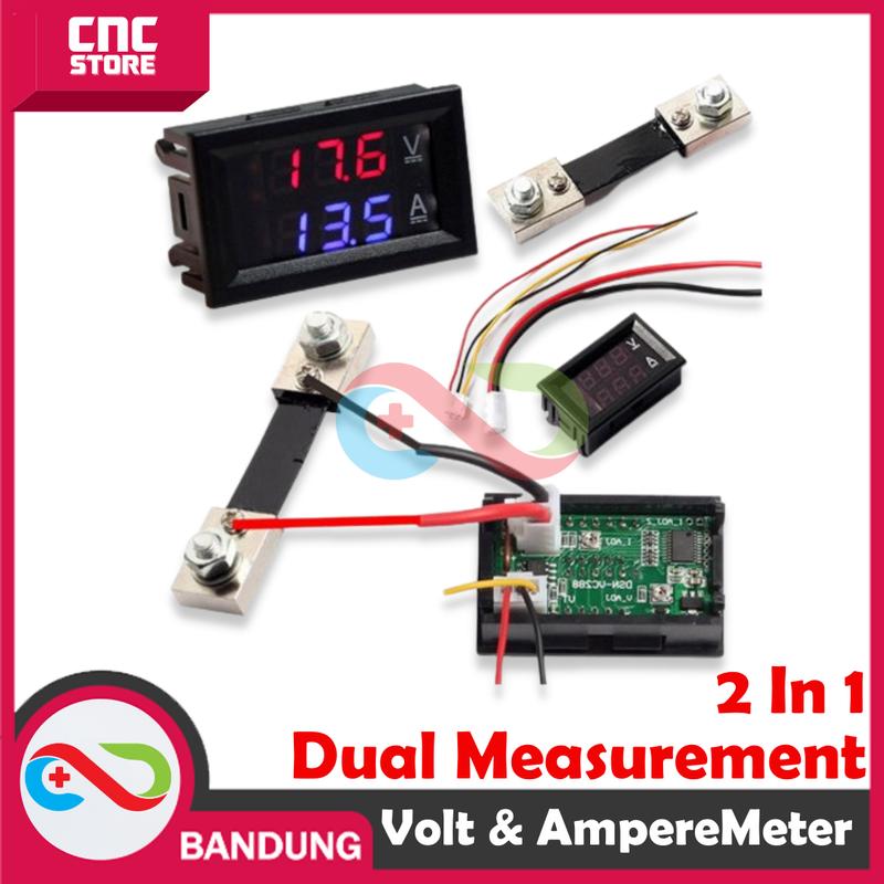 DUAL MINI VOLTMETER 100V AMPEREMETER DIGITAL 100A PLUS RESISTOR SHUNT ...