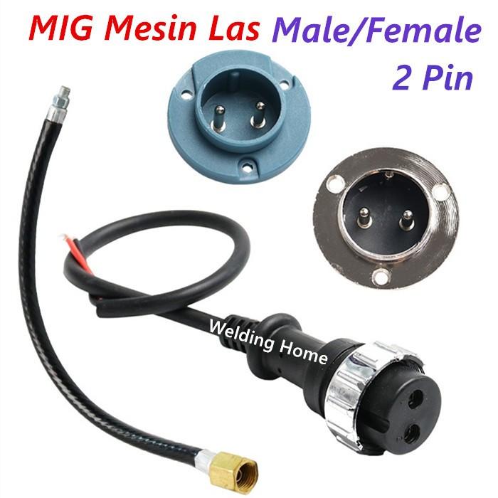 Jual 2 Pin Male Female Socket Konektor Selang MIG Mesin Las Wire Feeder ...