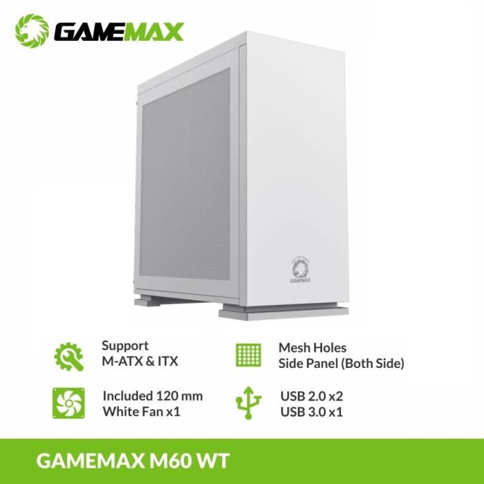 Casing GameMax M60 White Dual Mesh mATX Gaming PC Case - Shop | Tokopedia