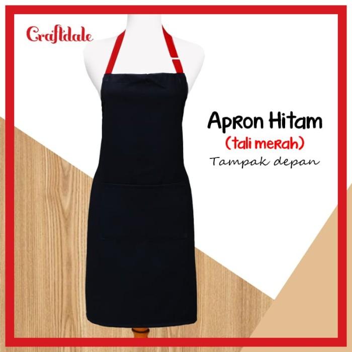 Celemek polos - hitam tali merah - Shop | Tokopedia