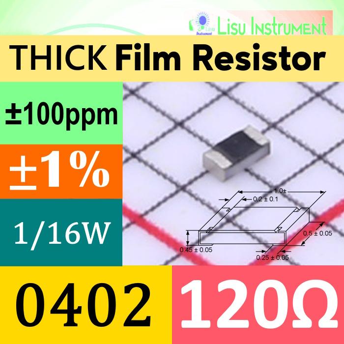 Jual 120R 0402 (1005 metric) ±1% THICK Film Resistor SMD 62.5mW - 10 ...