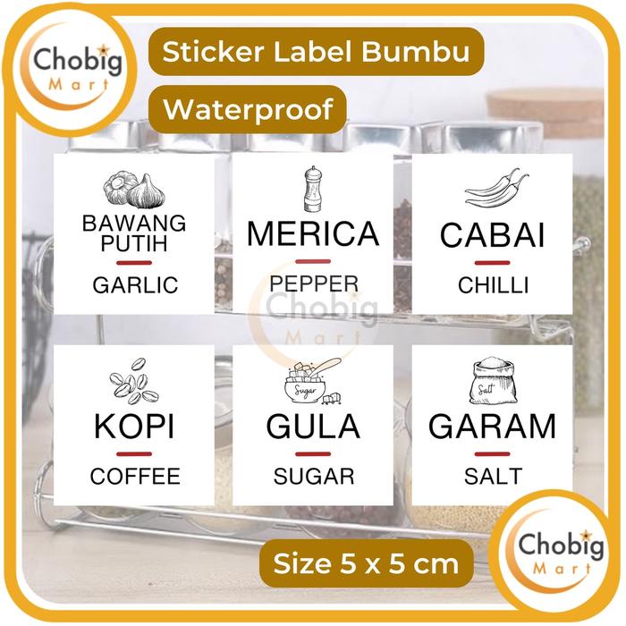 Jual CHOBIG Sticker Label Bumbu Set 01 Dapur Stiker Spice Jar Botol ...