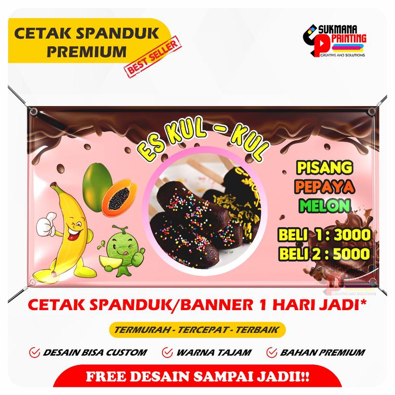 CETAK SPANDUK BANNER ES KUL KUL BUAH - BAHAN SPANDUKK FLEXI PREMIUM ...
