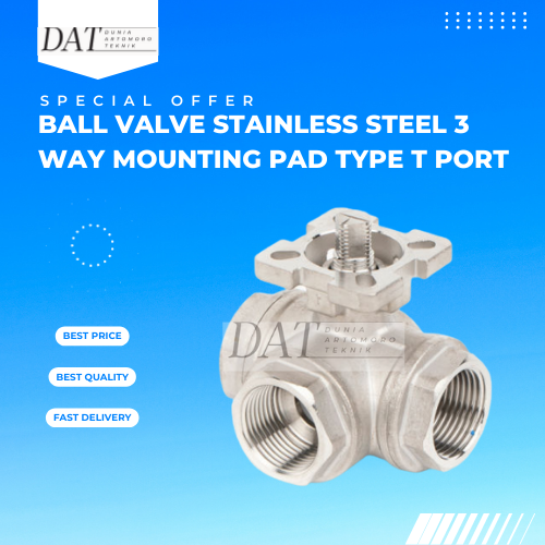 Jual 2" Stop Kran Ball Valve 3 Way Mounting Pad Actuator Type T Port ...