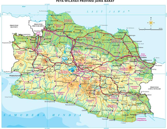 Jual Peta Jawa Barat Ukuran Besar Tanpa Bingkai Bahan Tahan Air ...