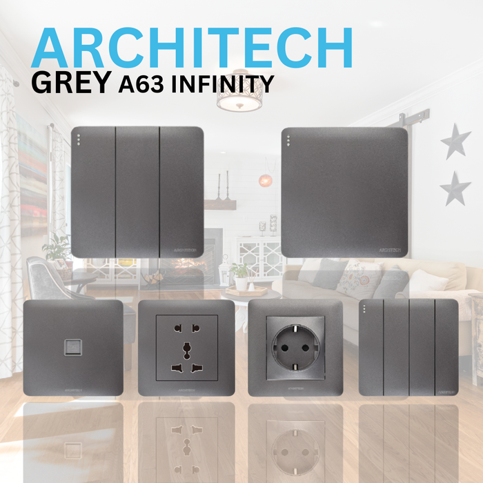 Jual SAKLAR / SAKELAR LAMPU ARCHITECH INFINITY / STOP KONTAK GREY A63 2 ...