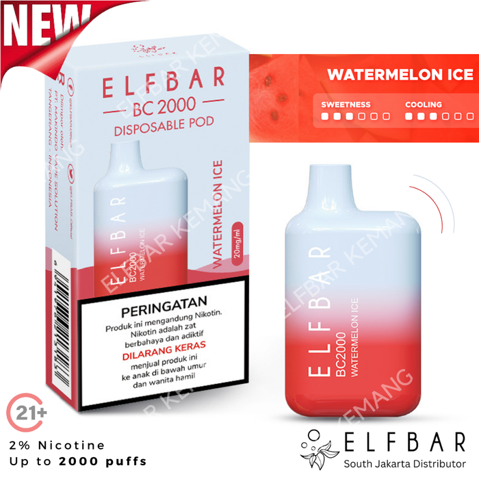 Jual ELFBAR BC2000 Watermelon Ice 2000 Puffs | Disposable Pod Vape ...