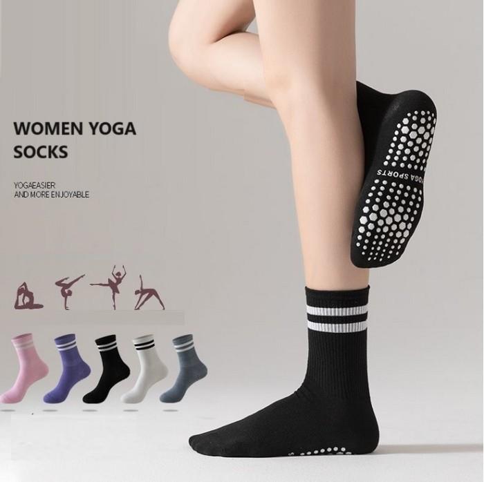 Jual KK200 Kaos Kaki Wanita Long 2 Strip Women Yoga Socks - grey ...