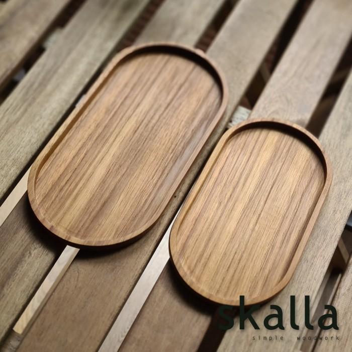 Jual avrundad wooden tray tatakan wadah tempat alas oval kayu jati ...