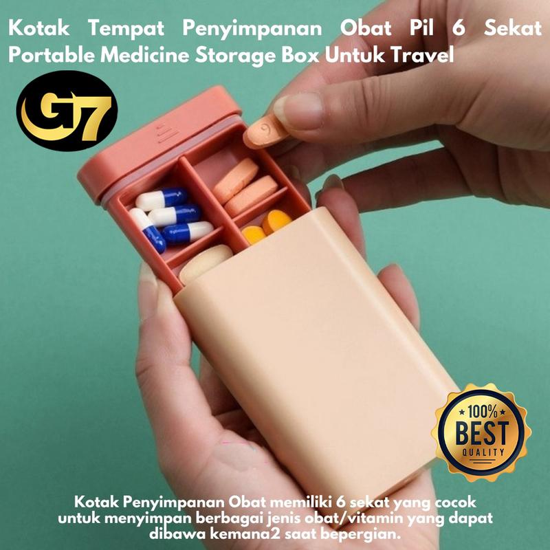 Kotak Simpan Obat Travel Tablet Pil 6 Sekat Portable Box Kapsul Aman ...