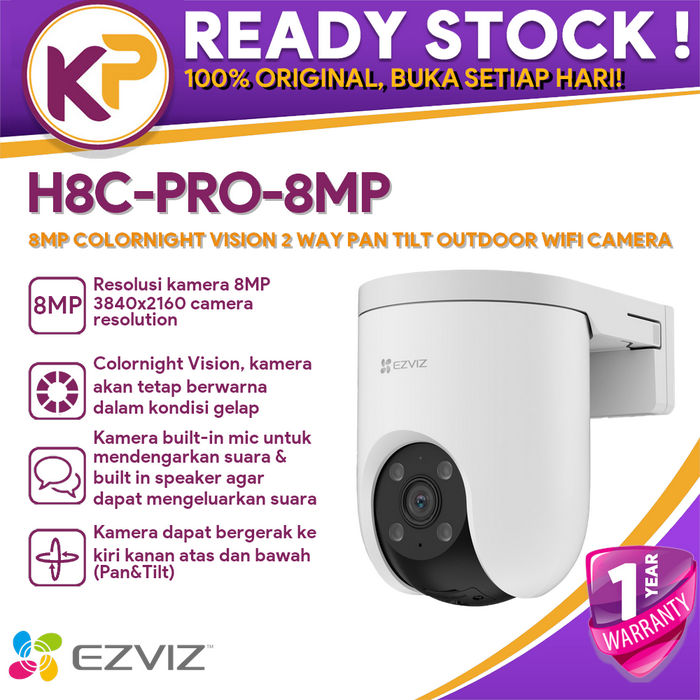 Jual EZVIZ H8C-PRO-8MP 8MP COLORNIGHT VISION 2 WAY PAN TILT OUTDOOR ...