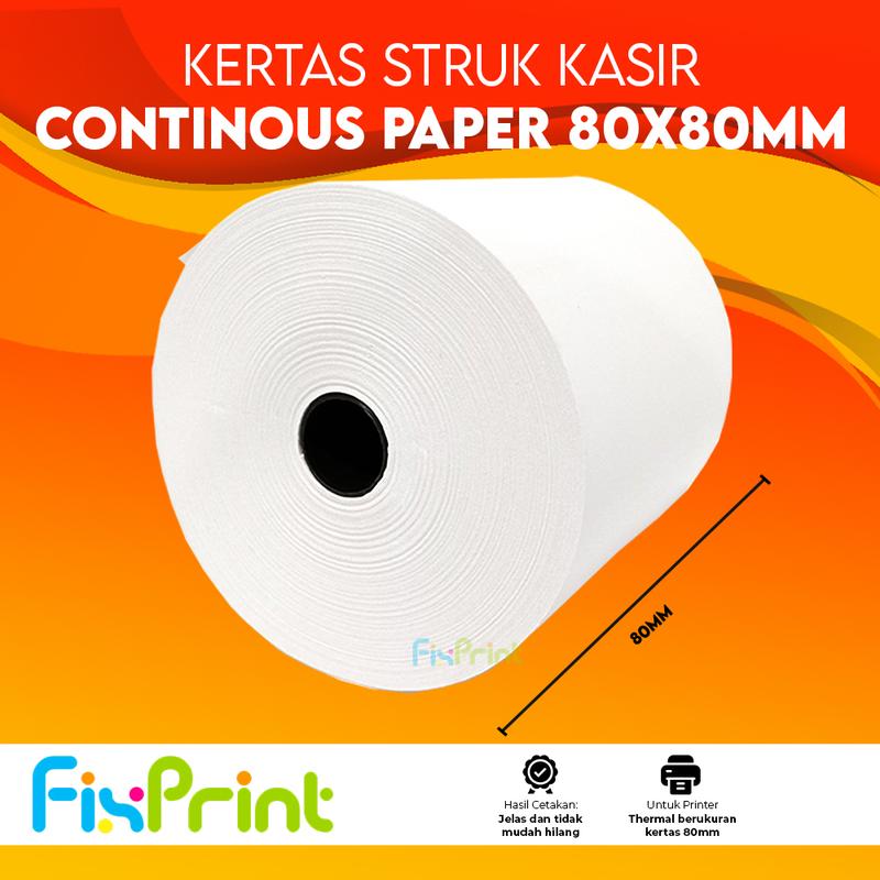 Continous Paper Roll EDC Thermal 80x80mm 80x70mm Kertas Struk Kasir ...