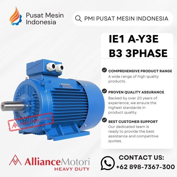 Jual ELEKTRO MOTOR ALLIANCE A-Y3e / AY3E B3 4P 5.5KW 7.5HP 3PHASE 380V ...