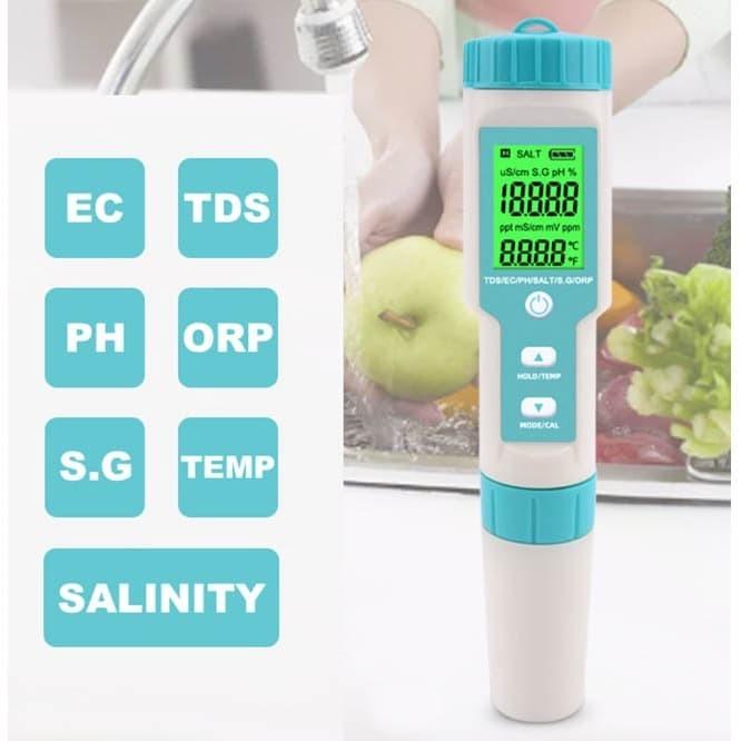 Jual Salinity PH TDS EC ORP SG Temp Tester 7 in 1 Water Meter Salt ...