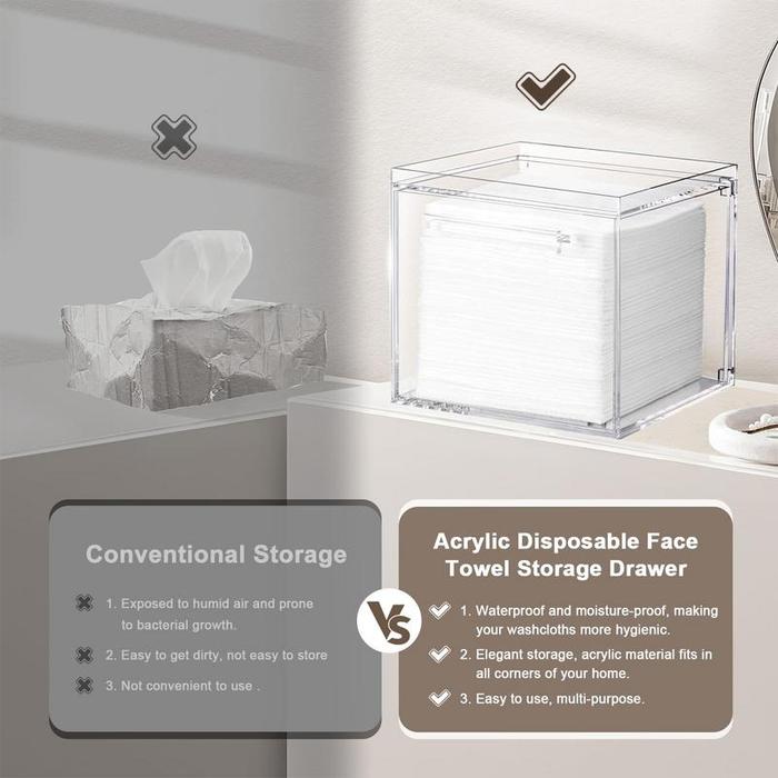 Jual Face Towel Container Acrylic Towel Storage Bin With Drawer Facial ...
