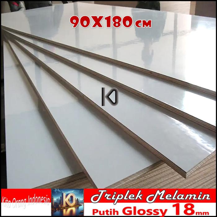 Jual Triplek Putih Glossy 18mm 180x90 cm | 90x180 cm | Melamin Putih ...