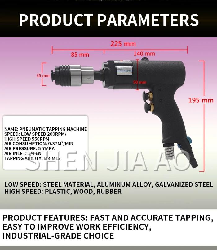 Jual M3-M12 Pneumatic Tapping Machine Handheld Tapping Machine Portable ...