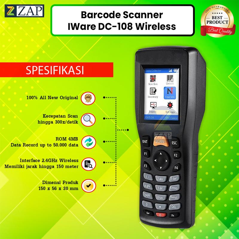 Barcode Scanner PDT 1D Wireless Iware DC108 / DC-108 1 Dimensi - Shop ...