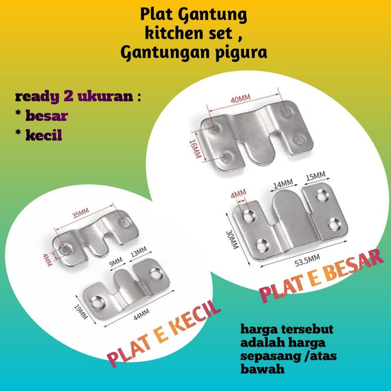Plat Gantung Pigura Stainless 2mm, Bracket Gantung Dinding Kitchen Set ...