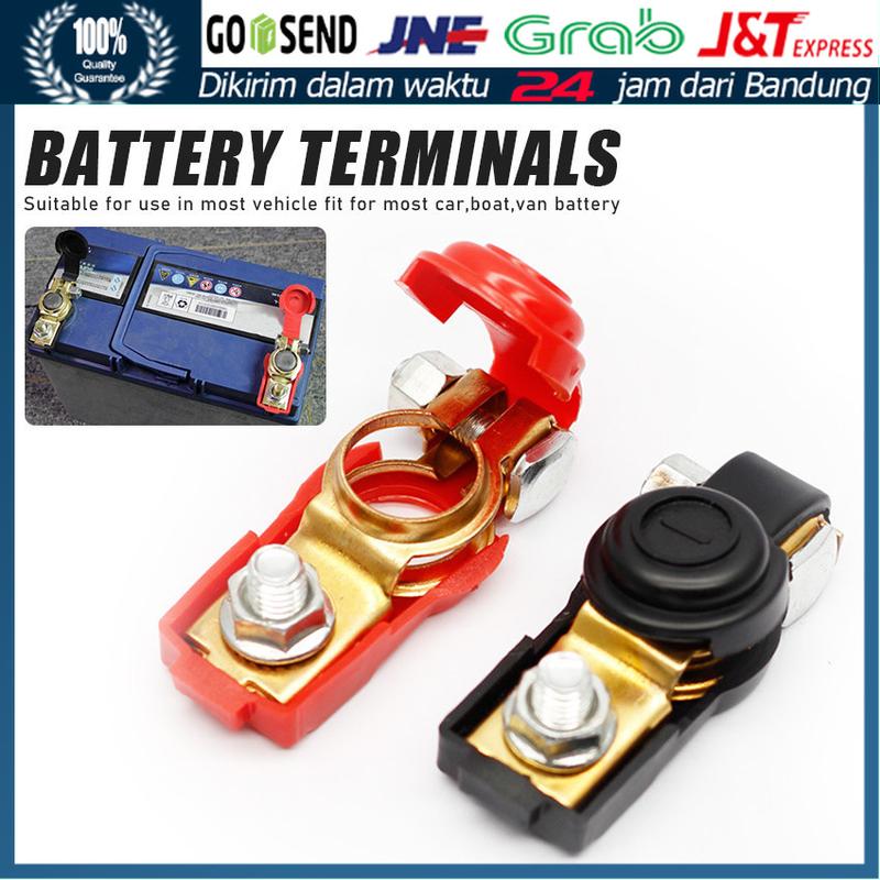 2Pcs/Set Terminal Kepala Aki Klem Accu Mobil Bahan Kuningan Besar Set ...
