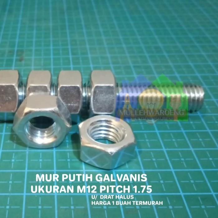 MUR M12 GALVANIS PUTIH MUR UNTUK BAUT LONGDRAT 12 MM DRAT HALUS GROSIR ...