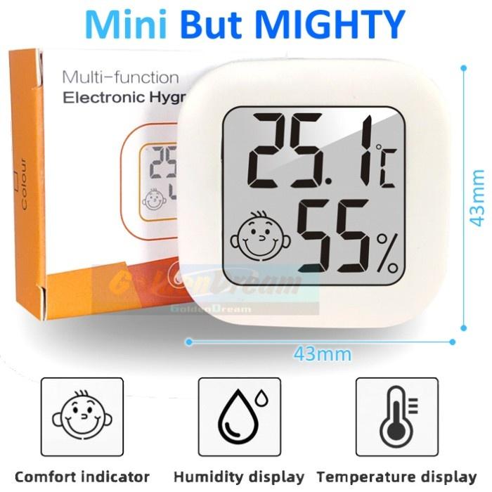 MINI Thermometer Hygrometer SMILEY FACE Ukur Suhu Kelembaban Indoor ...