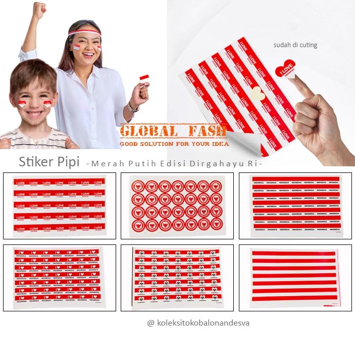 Jual per lembar Stiker pipi merah putih / stiker bendera indonesia ...