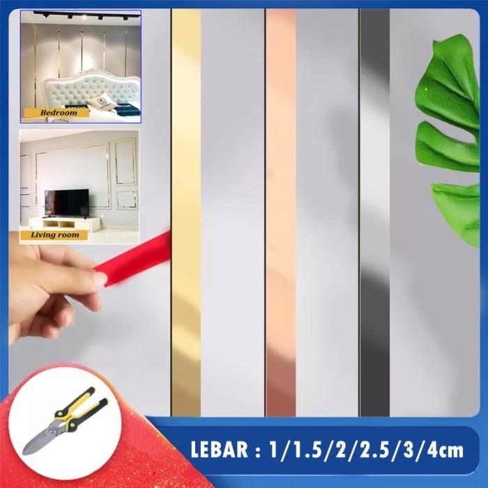 Jual 3M List Plat Strip Mirror Gold Stainless Steel 0.8mm Dekorasi ...