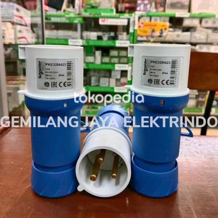 Jual PLUG SCHNEIDER 3PIN 32A iP44 WANDER SCHNEIDER PKE32M423 2P+PE 32A ...