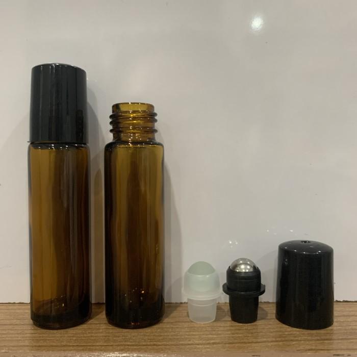 Botol amber kaca tebal roll on 10ml warna coklat tutup hitam - Shop ...