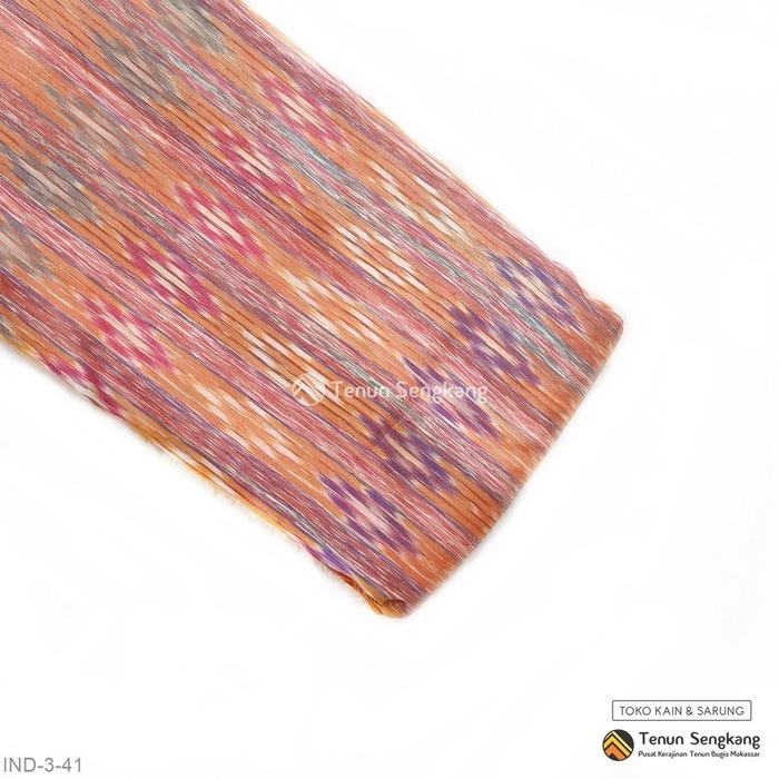 Jual Kain Tenun Bujur Ikat Sutra Bugis Makassar Jingga - Tenun Sengkang ...