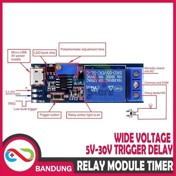 Jual WIDE VOLTAGE 5V-30V TRIGGER DELAY RELAY MODULE TIMER SWITCH ...
