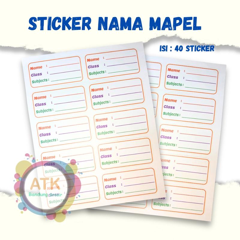 Label Sticker Mapel ( Stiker Mata Pelajaran ) Stiker Nama Buku - Shop ...