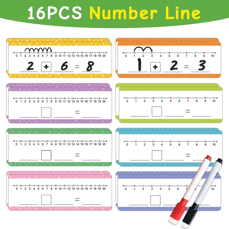 16Pcs Educational Dry Erase Number Line Cards for Kids Addition - Shop ...