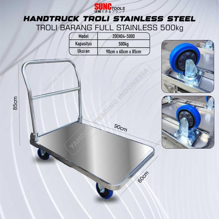 Promo Handtruck Troli Stainless 500kg/Troli Angkut Barang/Trolley 90x60 ...