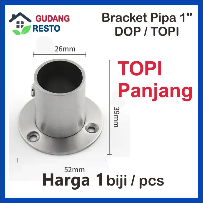 Bracket Pipa Bulat Topi besi Sok DOP 1" 1 inch 25mm 25 mm Tiang Gorden ...